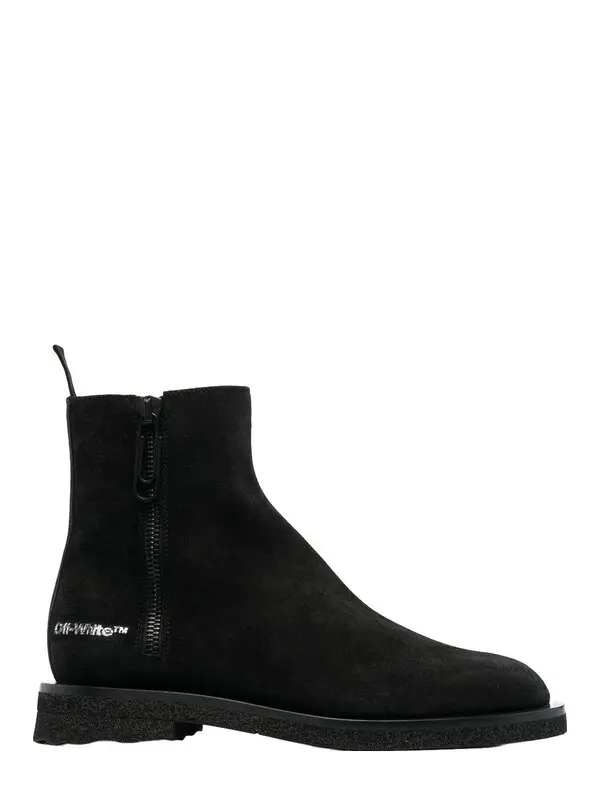 Off-White Logo-print Ankle Boots - Black