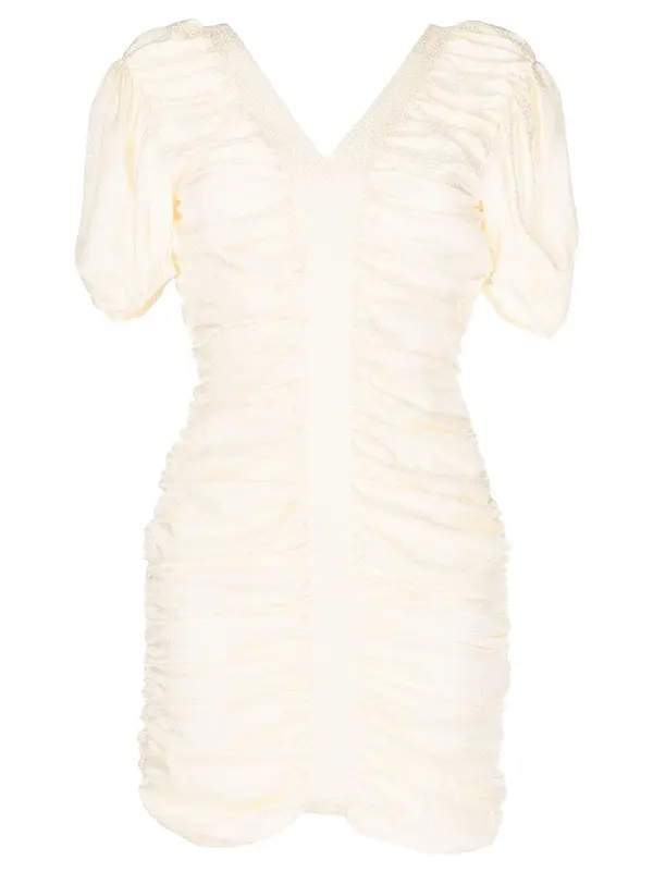PUSHBUTTON Ruched Mini Dress - White