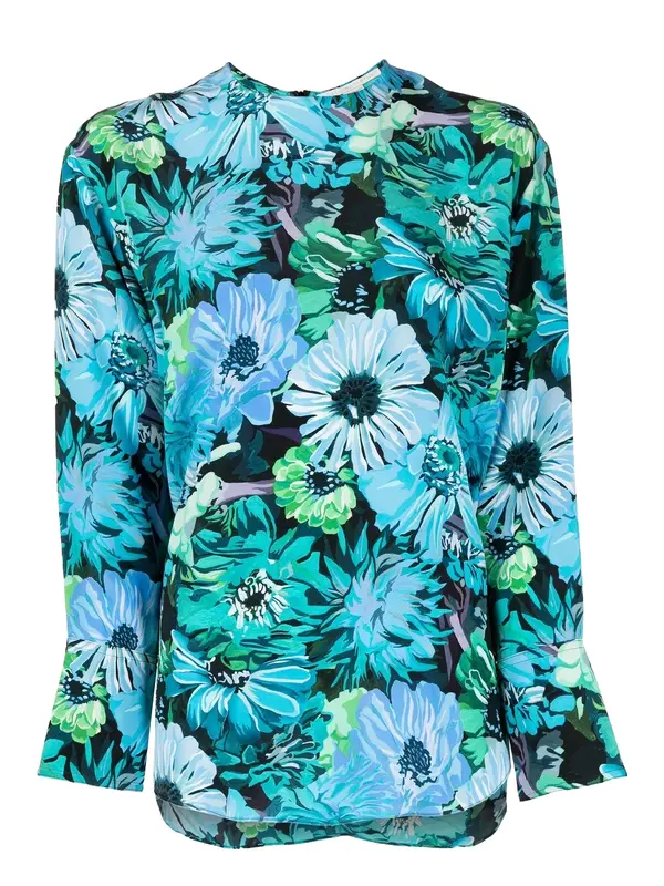 Stella McCartney Floral-print Silk Blouse - Blue