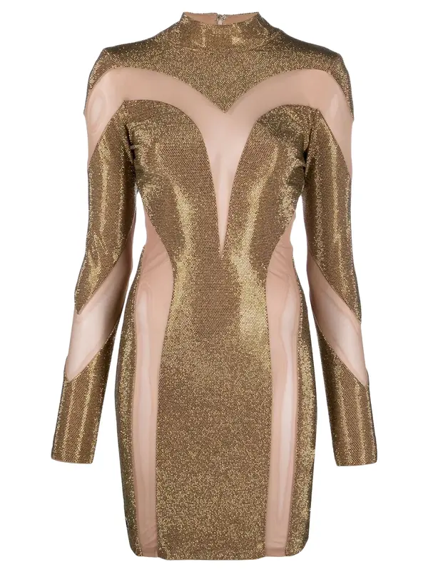 Philipp Plein Crystal-embellished Panelled Dress - Gold