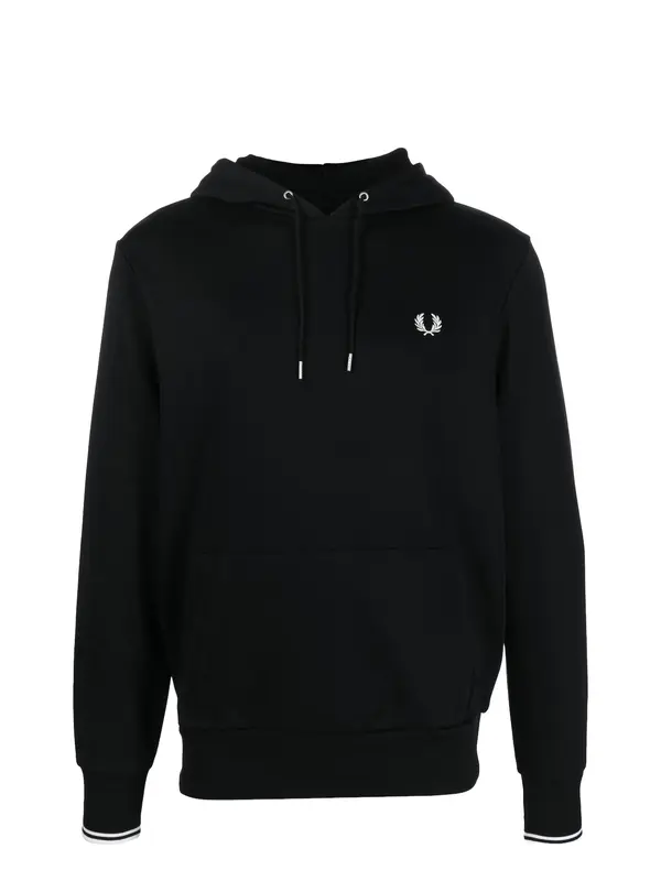 Fred Perry Embroidered-logo Detail Hoodie - Black