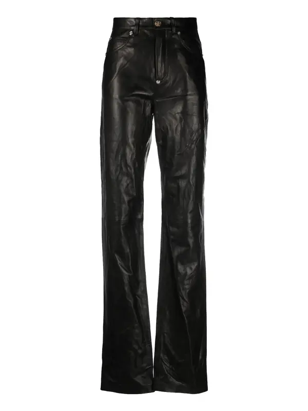 Philipp Plein Straight-leg Lambskin Trousers - Black