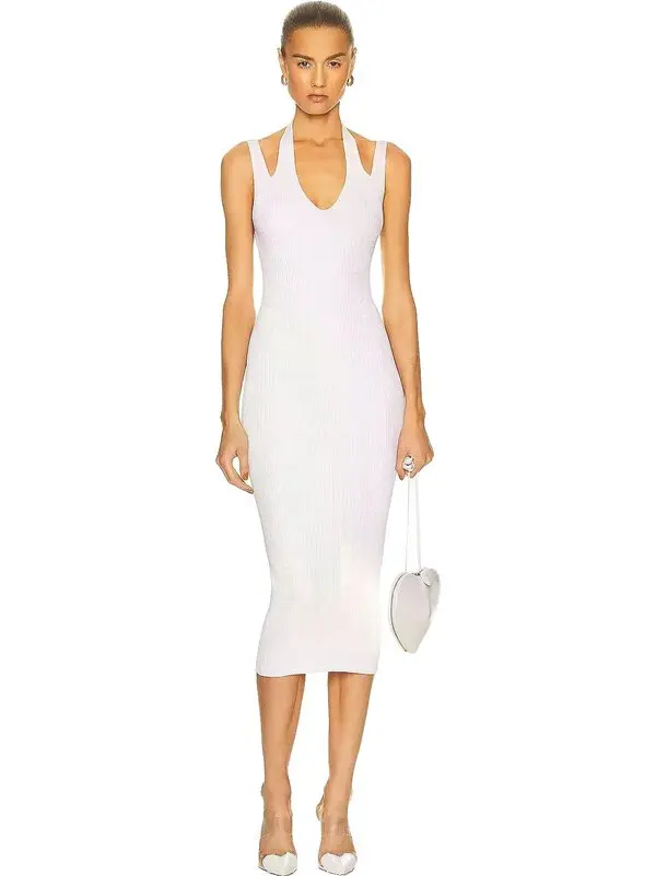 Alaïa Rib Tube Midi Dress - Blanc