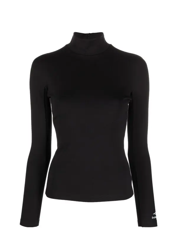Balenciaga 3b Sports Icon Roll-neck Long Sleeve Top - Black