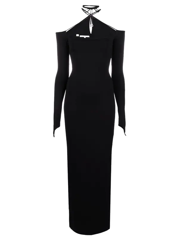 MANURI Connie Fitted Long Dress - Black