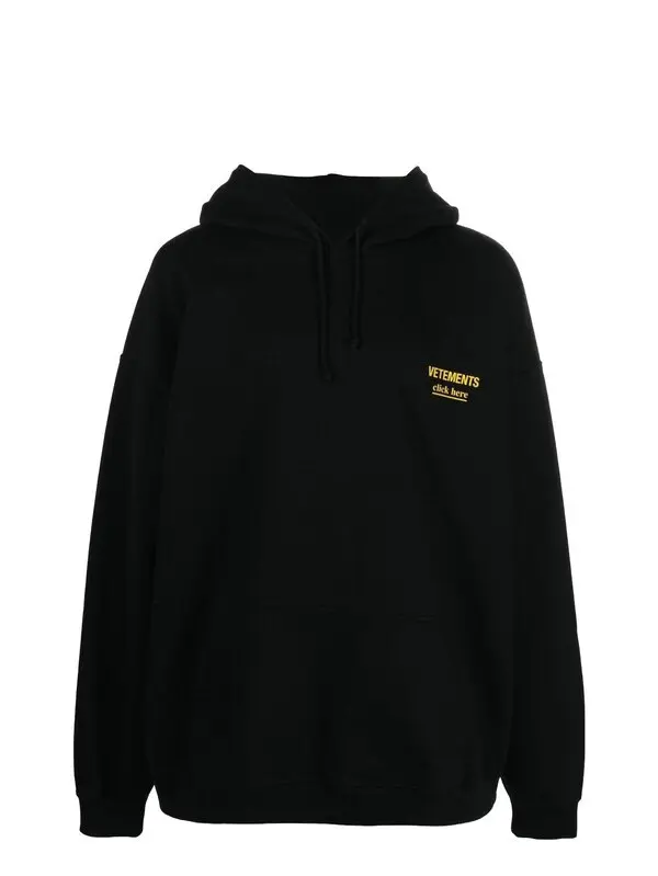 Vetements Embroidered Logo Hoodie - Black