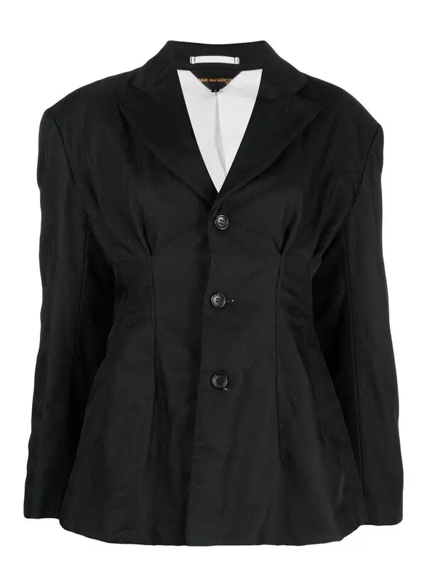 Comme Des Garçons Button-up Cotton Blazer - Black