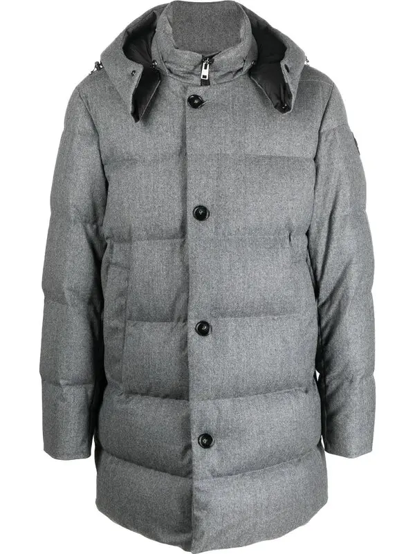 Woolrich Padded Button-down Parka Coat - Grey