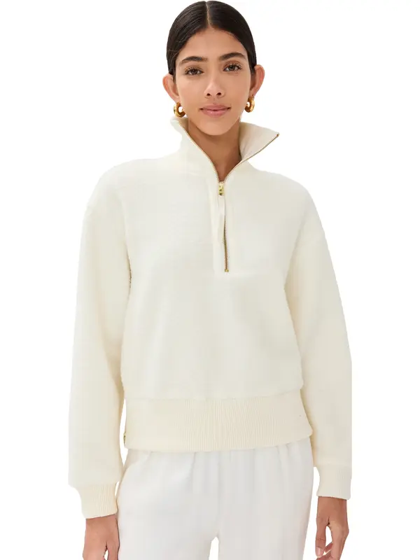 Varley Roselle Fleece Half Zip Pullover - Egret