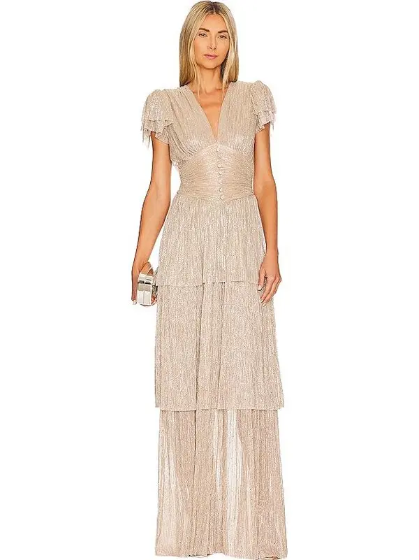 SABINA MUSAYEV Sarah Metallic Maxi Dress - Gold