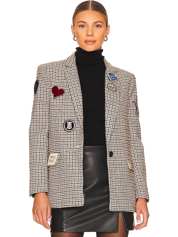 Central Park West Lucky Patches Blazer - Houndstooth