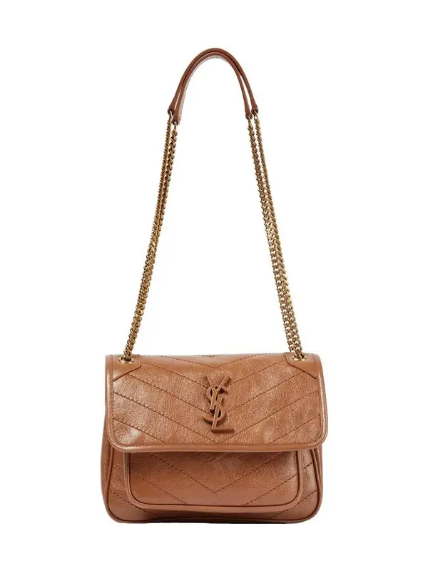 Saint Laurent Niki Baby Leather Shoulder Bag - Brown