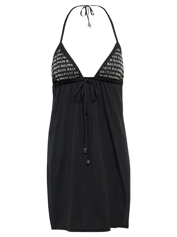Balmain Embellished Halterneck Minidress - Black