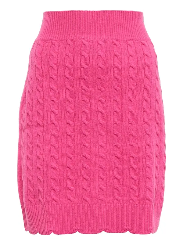 Patou Scalloped Cable-knit Wool Miniskirt - Pink