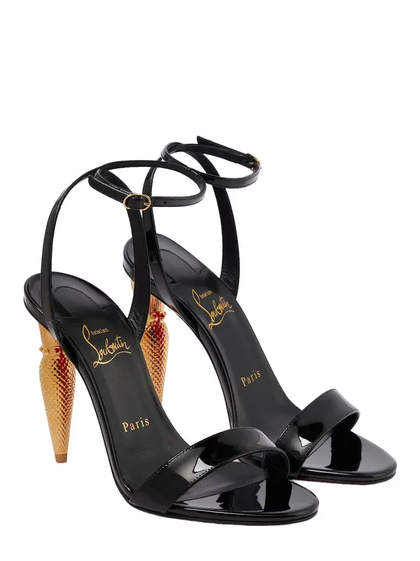 CHRISTIAN LOUBOUTIN Lipqueen 100 Patent Leather Sandals - Black