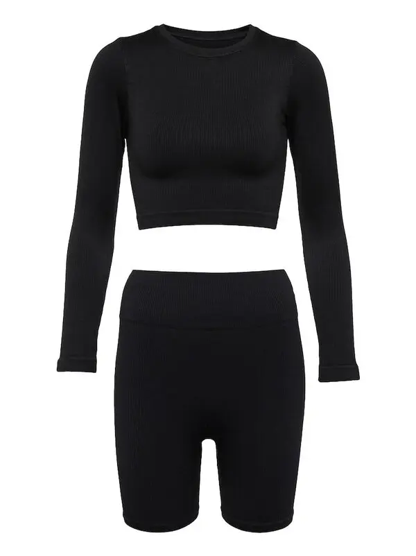 PRISM² Evoke Crop Top And Composed Shorts Set - Black