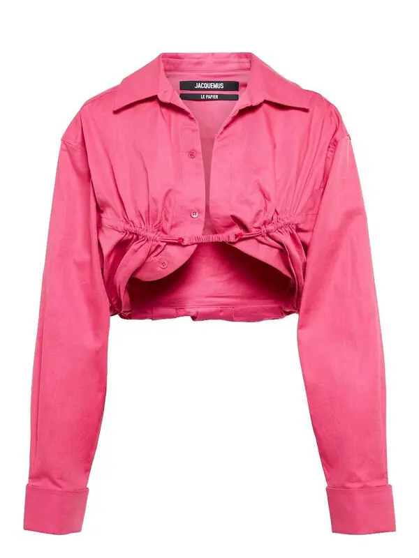 Jacquemus La Chemise Machou Crop Shirt - Pink