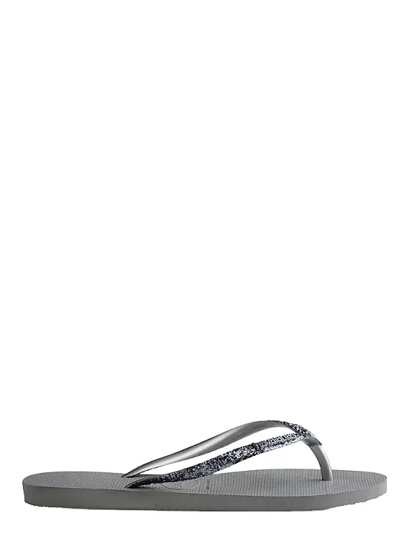 Havaianas Slim Glitter Rubber Flip Flops - Steel Grey