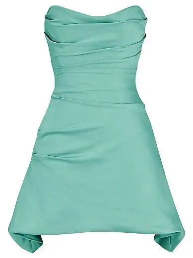 House Of Cb Jasmine Strapless Cotton-blend Mini Dress - Jade