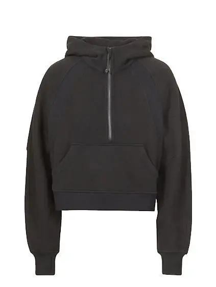Lululemon Scuba Oversized Half-zip Cotton-jersey Hoody - Black