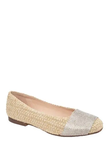 PATRICIA GREEN Milan Embellished Ballet Flat - Natural Raffia