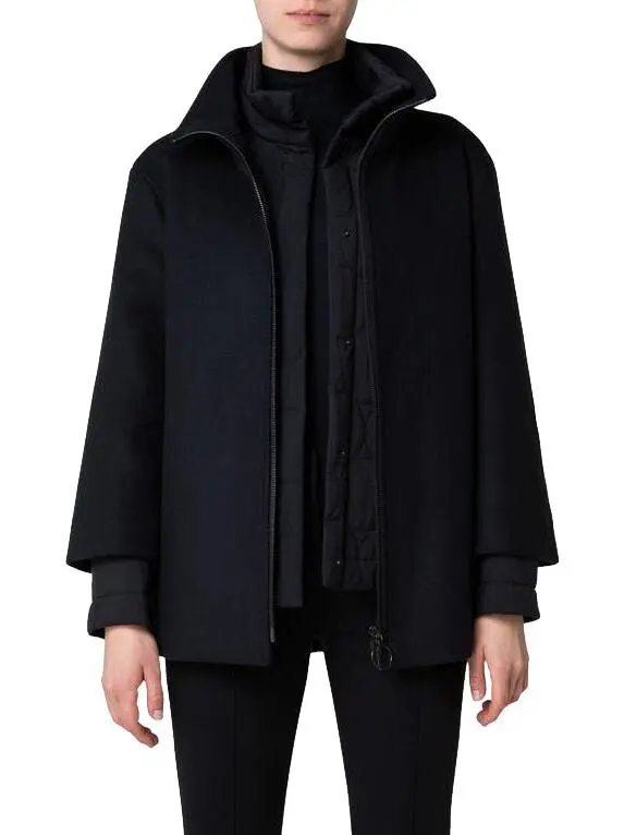 Akris 2-in-1 Felted Wool-blend Car Coat - 009 Black