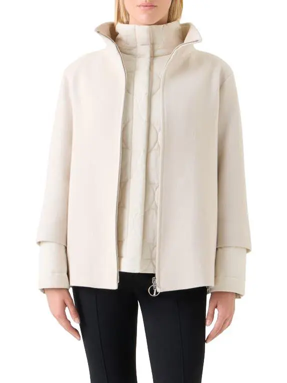 Akris 2-in-1 Felted Wool-blend Car Coat - 038 Winter White