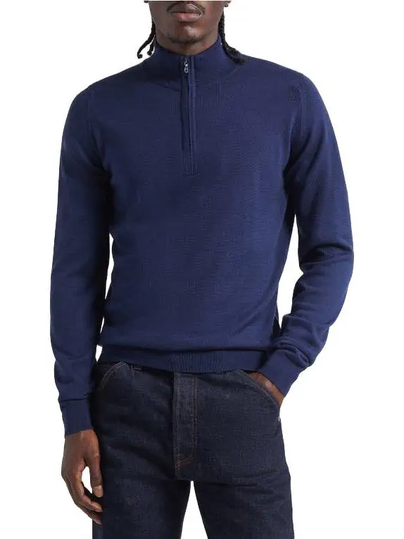 John Smedley Tapton Half-zip Merino Wool Sweater - Hemingway Blue