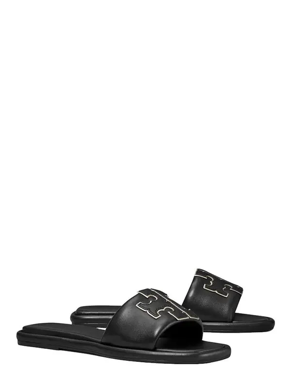 Tory Burch Double T Burch Slide - Perfect Black/gold
