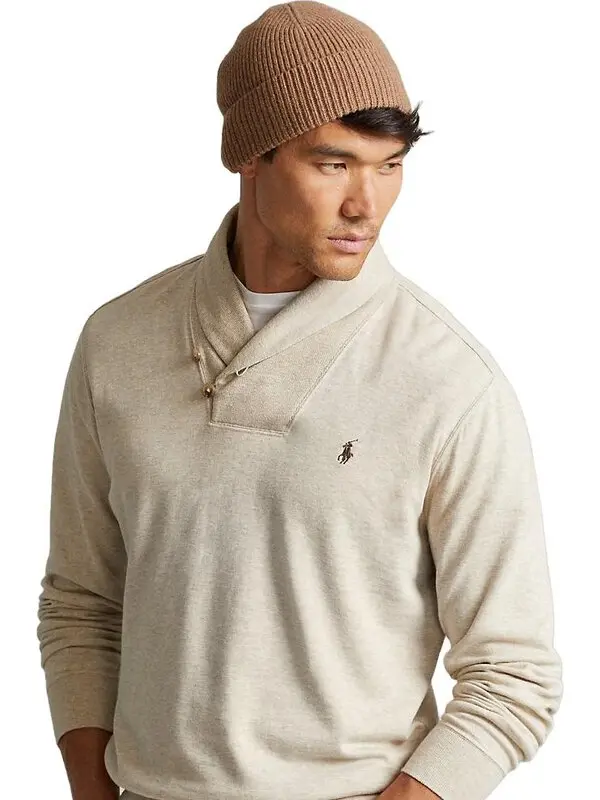 Ralph Lauren Jersey Shawl-collar Pullover - Expedition Dune Heather