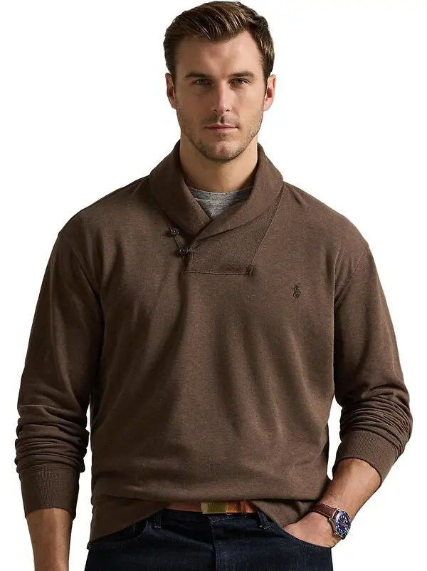 Ralph Lauren Jersey Shawl-collar Pullover - Nutmeg Brown Heather