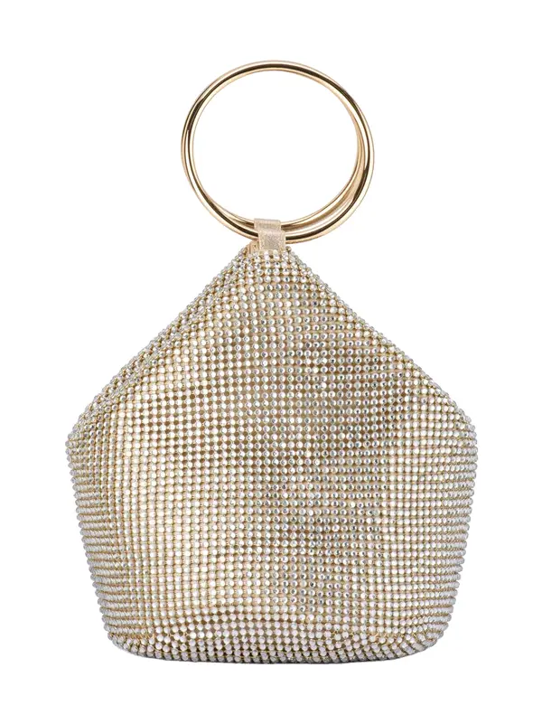 OLGA BERG Ellie Crystal Mesh Bag - Champagne