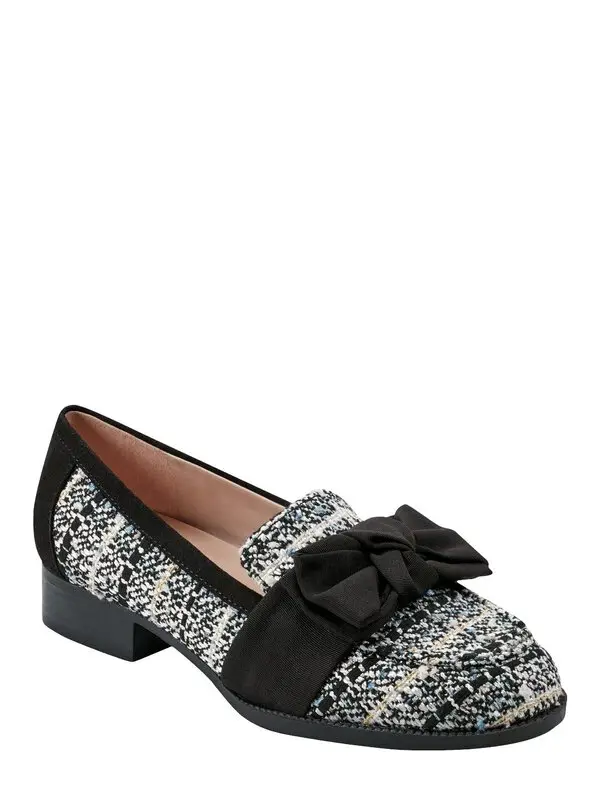 Bandolino Bow Loafer - Black Cream Tweed