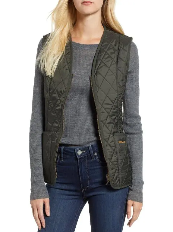 Barbour Betty Quilted Fleece Lined Vest - Dark Olive