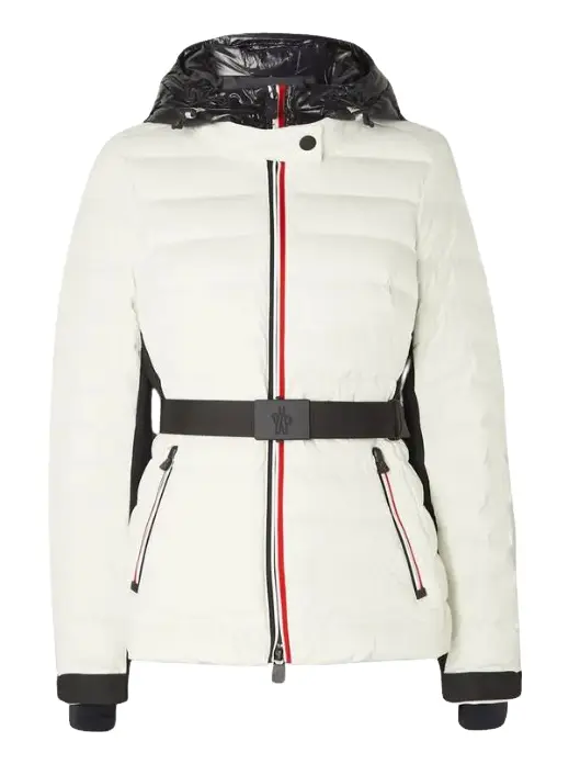Moncler Bruche Belted Quilted Down Ski Jacket - White