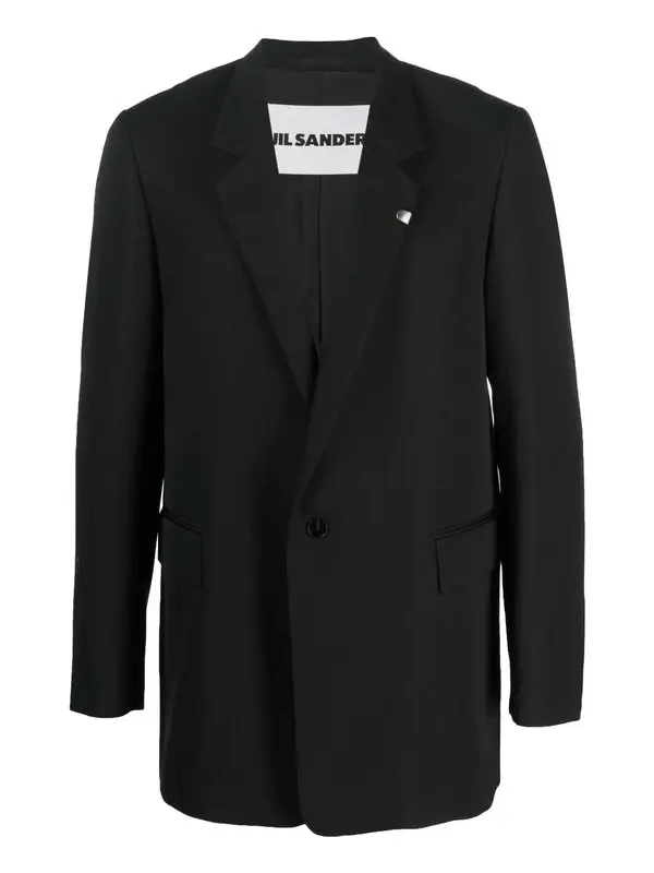 JIL SANDER Single-breasted Wool Blazer - Black