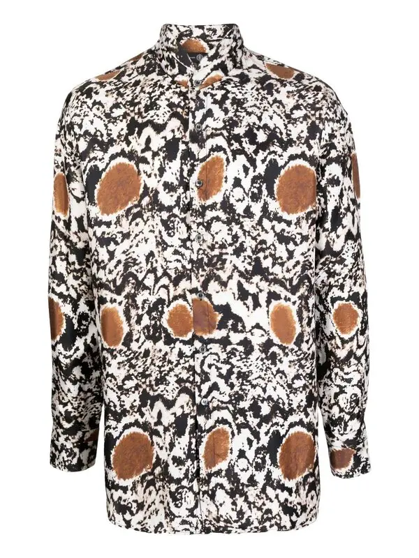 EDWARD CRUTCHLEY Abstract-pattern Long-sleeve Shirt - White
