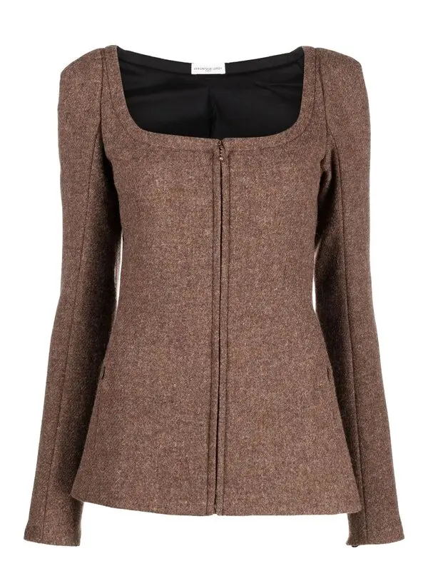 Veronique Leroy Fitted Square-neck Jacket - Brown