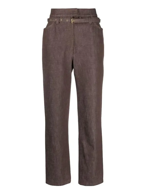 Veronique Leroy Belted-waist Tailored Trousers - Brown
