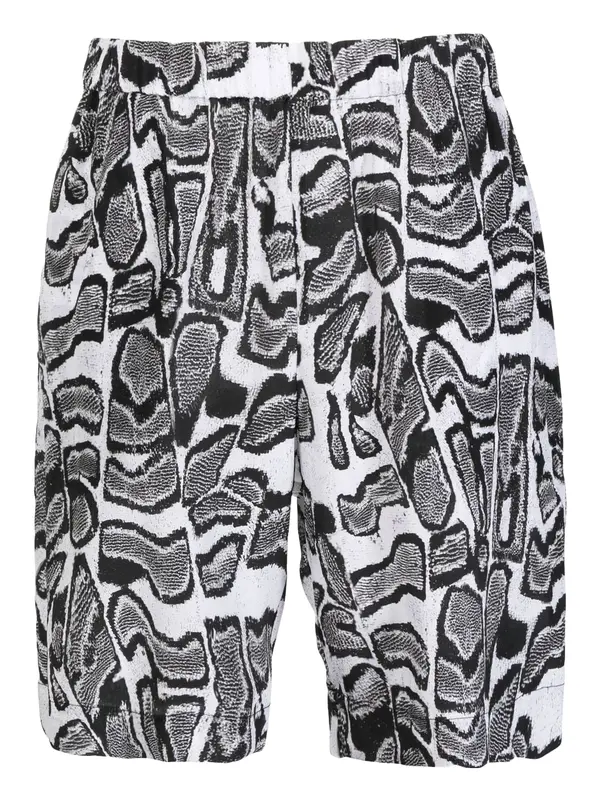 EDWARD CRUTCHLEY Abstract-pattern Silk Shorts - White