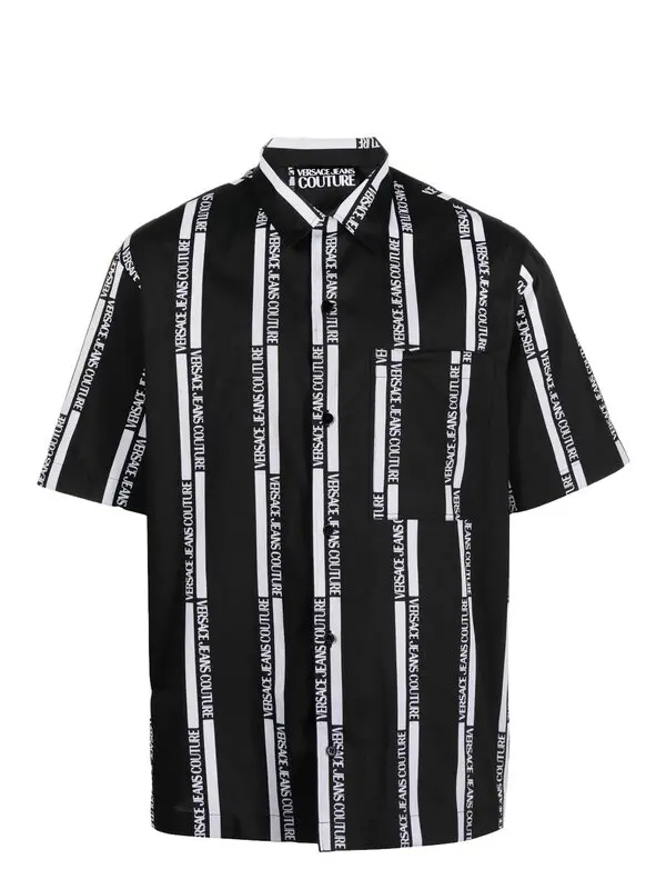 Versace Logo-print Short-sleeved Shirt - Black
