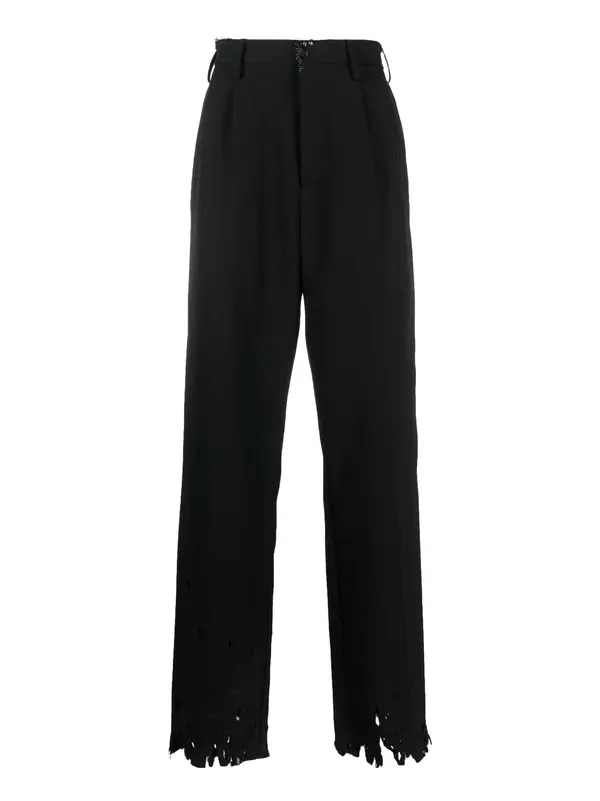 Marni Distressed Straight-leg Trousers - Black