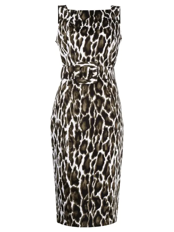 Samantha Sung Animal Print Sleeveless Dress - Brown