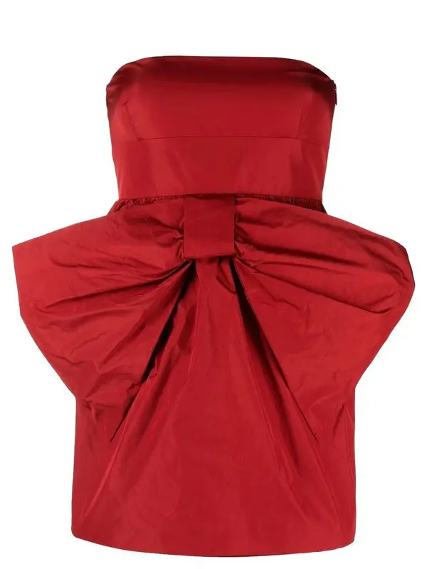 Red Valentino Bow-embellished Strapless Mini Dress - Red