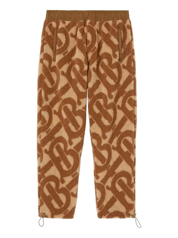 Burberry Monogram Fleece Jacquard Track Pants - Neutrals