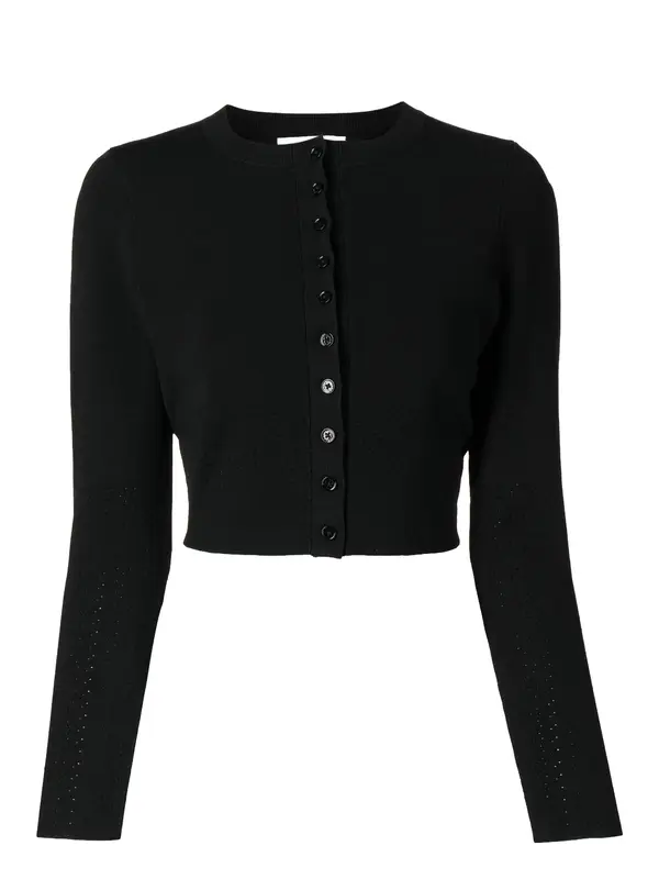 Victoria Beckham Cropped Cardigan With Pointelle Details - Black