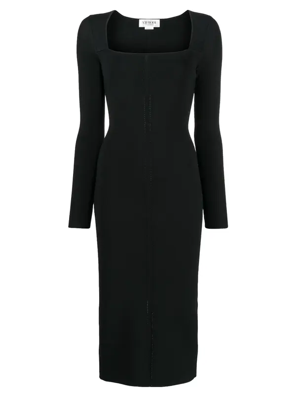 Victoria Beckham Fitted Square-neck Midi Dress - Black