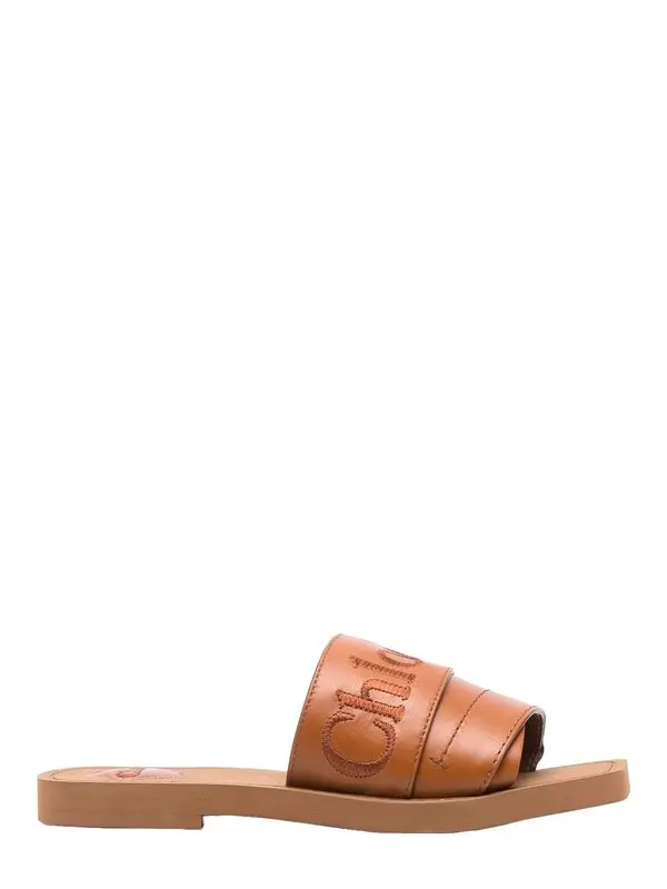 Chloé Woody Logo-embroidered Sandals - Brown