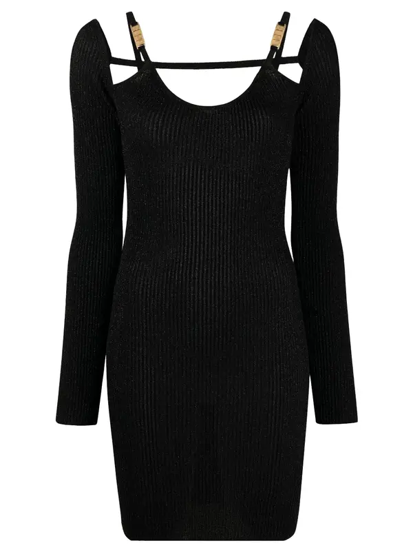 Gcds Cold-shoulder Knitted Dress - Black