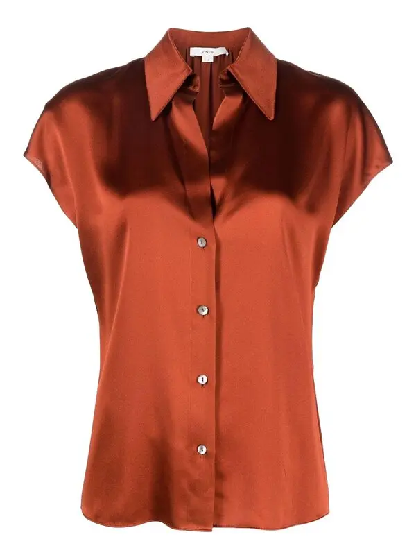 Vince Cap-sleeve Silk Shirt - Orange